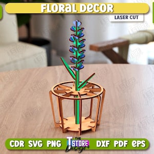 3D Wooden Flower Bouquet Laser Cut Bundle, Floral Decor SVG, 3D Wooden ...