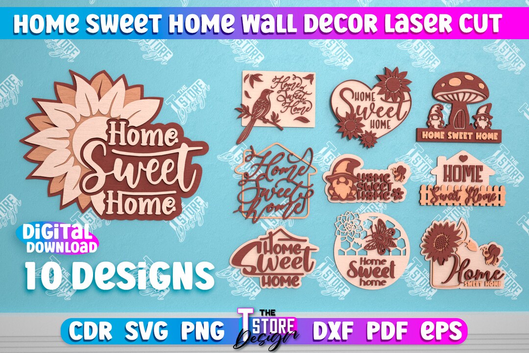 Home Sweet Home Signs Wall Decor Laser Cut, Entryway Wall Sign, Custom ...