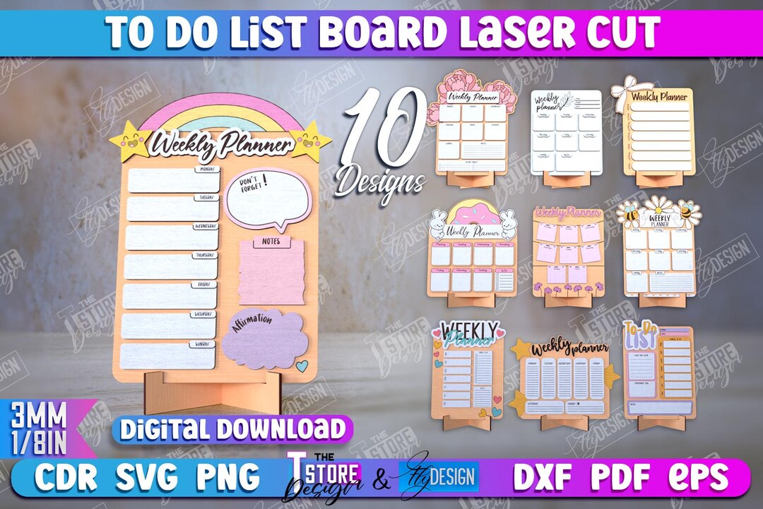 3d to Do List Board Laser Cut Bundle, Weekly Planner Signs Laser Cut ...