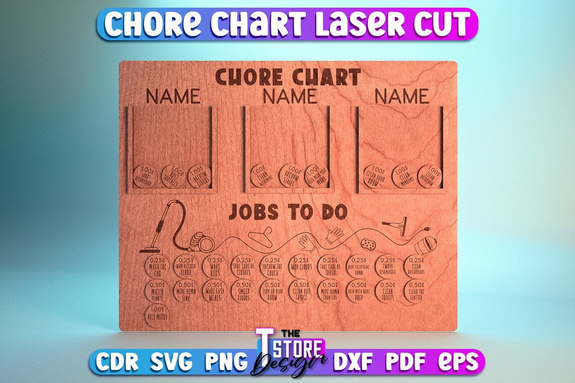 Chore Chart Laser Cut SVG Bundle | Chore Chart SVG Design | Laser Cut ...