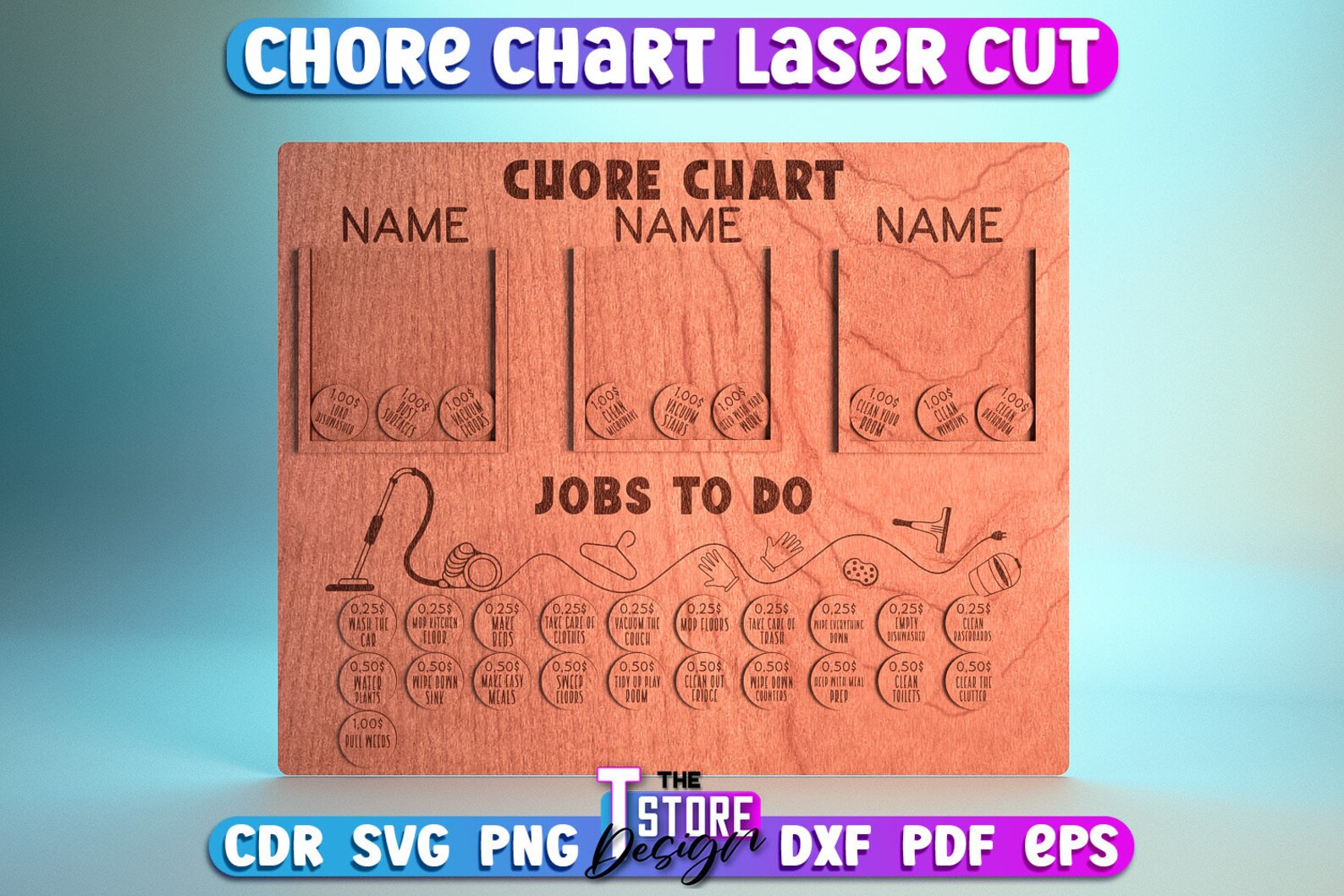 Chore Chart Laser Cut SVG Bundle | Chore Chart SVG Design | Laser Cut ...