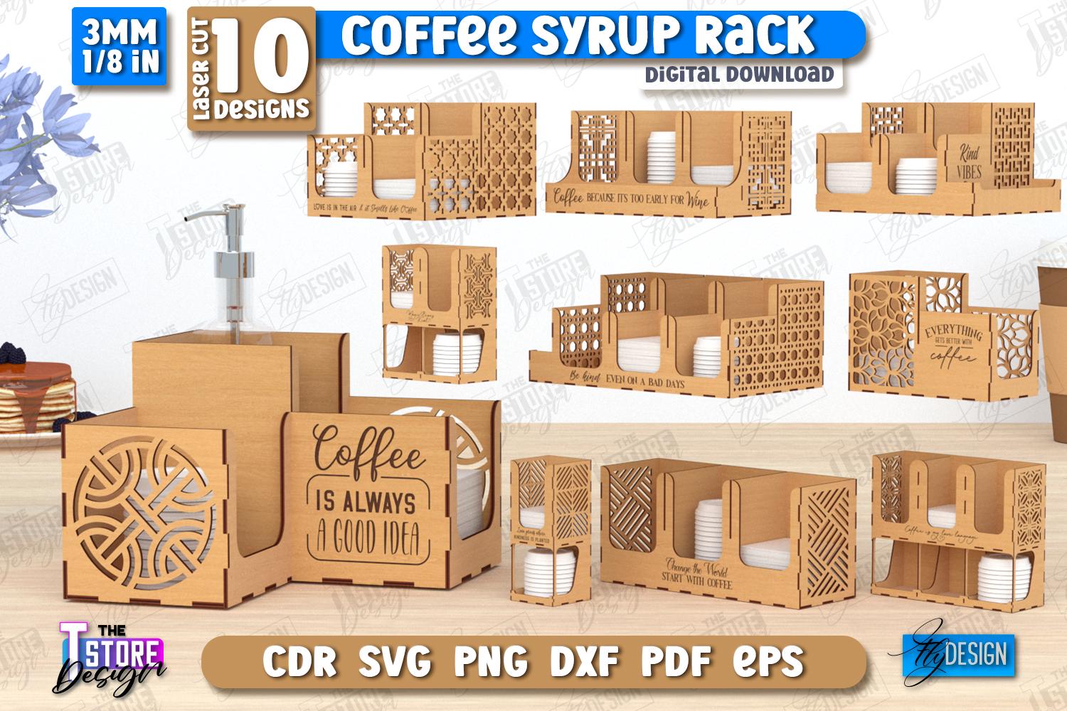 Coffee Syrup Racks Laser Cut Bundle, 3D Coffee Bar Boxes SVG, Desktop ...