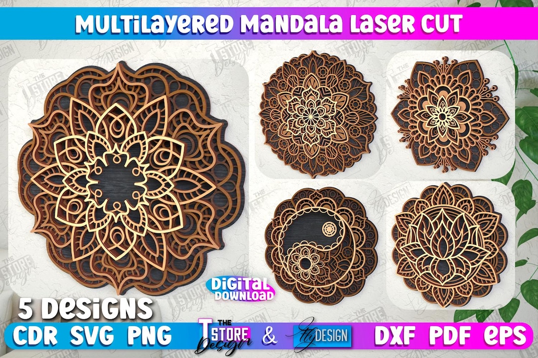 Mandala Laser Cut Bundle, Multilayer Mandala Laser Cut Files, Layered ...