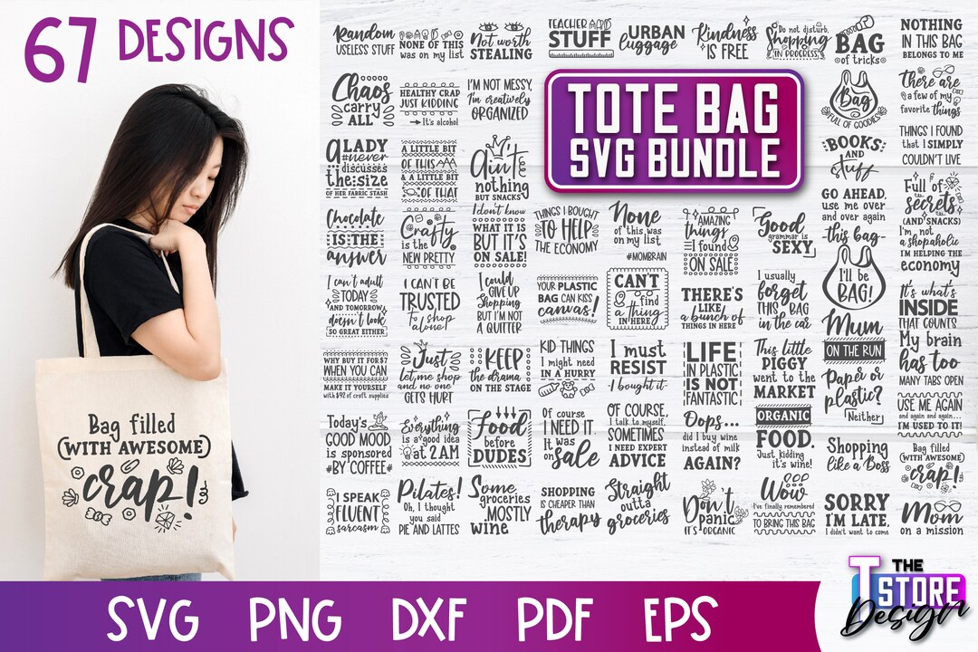 Tote Bag SVG Bundle | Shopping Bag Design | SVG Design - Etsy