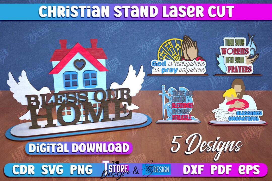 3D Christian Stands Lasercut Bundle, Religious Stand Lasercut, Welcome ...