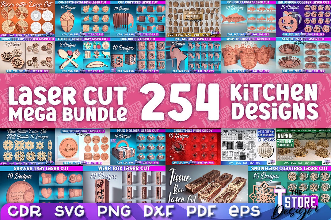 Kitchen Huge Laser Cut Mega Bundle | Coasters CNC Files | Kitchen Mega ...