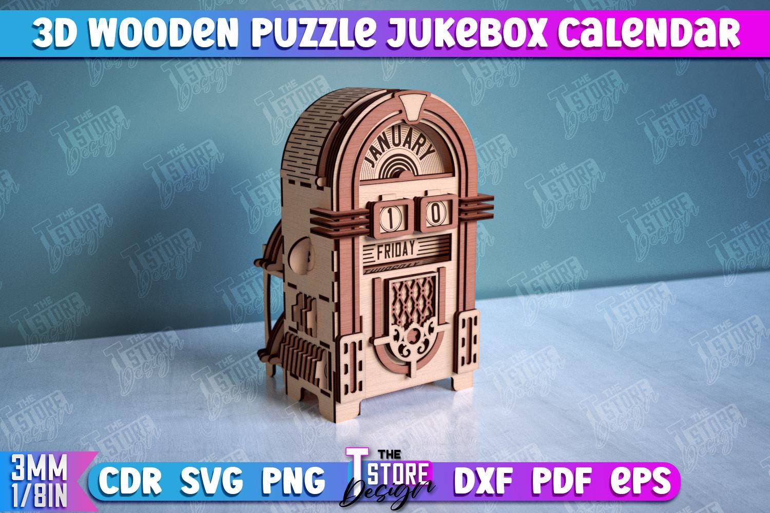 3d Wooden Puzzle Jukebox Calendar Laser Cut | Calendar Laser Cut ...