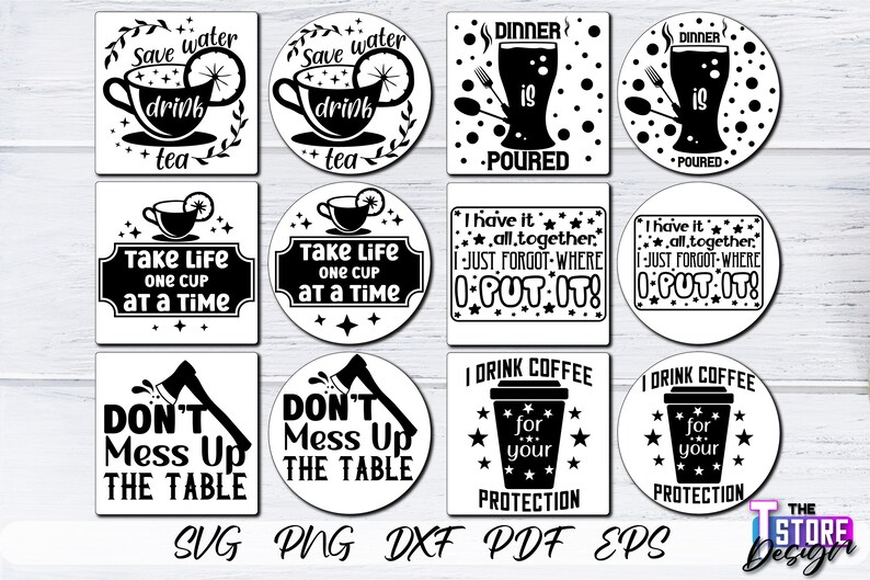 Coasters SVG Bundle Coffee Quotes Design Funny Quotes - Etsy Australia