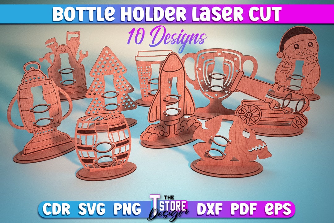 Bottle Holder Laser Cut Bundle | Bottle Holder SVG Design | Laser Cut ...