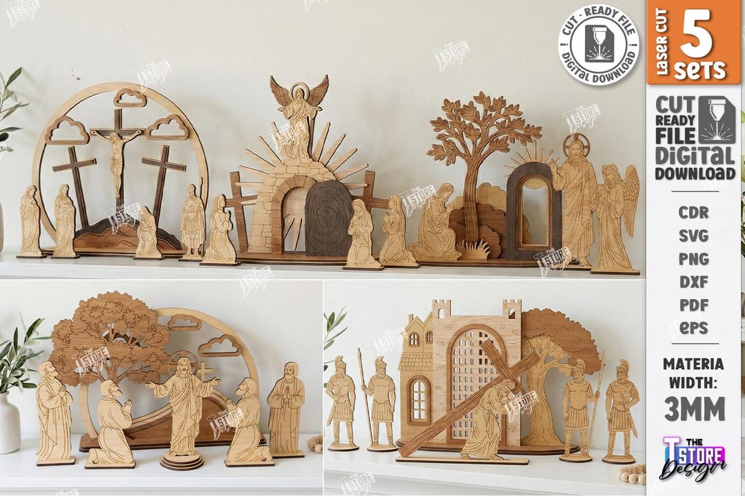 3d Easter Resurrection Scene Stand Laser Cut Bundle, Holy Week Decor ...