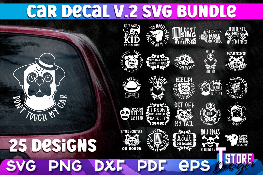 Car Stickers SVG Bundle | Car Decals SVG | Vehicle Decal SVG | Car ...