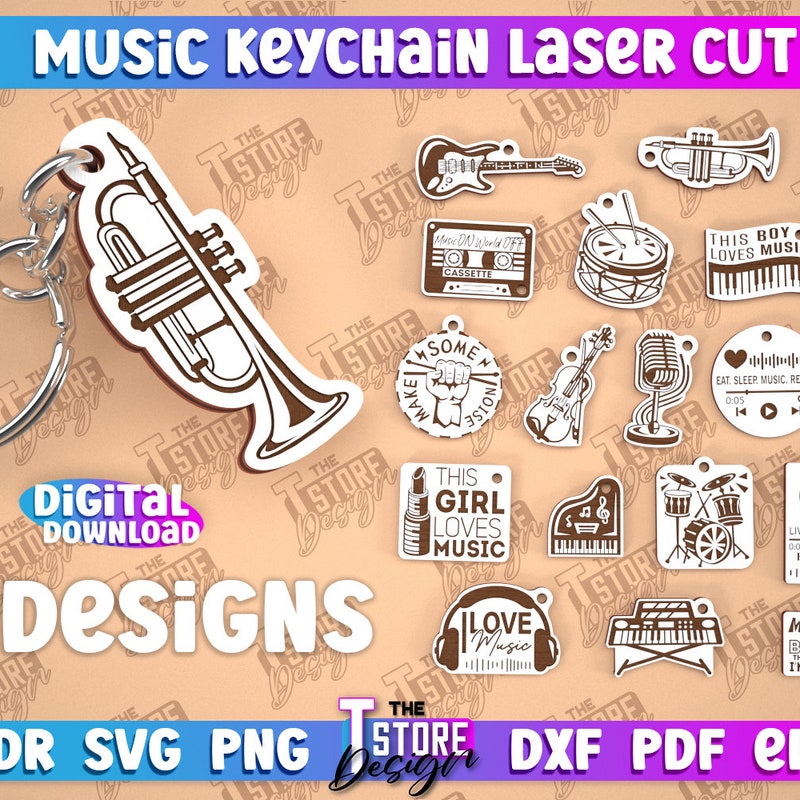 Music Keychain - Etsy