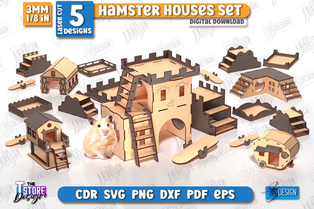 Hamster Houses Laser Cut Bundle, Custom Hamster Hideout, Cage ...