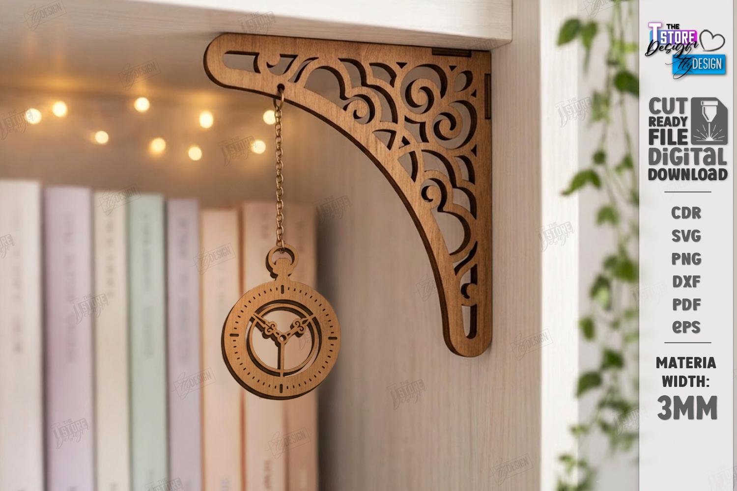 Wooden Bookshelf Corner Bracket SVG - Decorative Shelf Support Laser ...