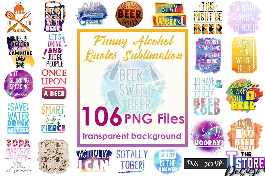 Funny Alcohol Quotes Sublimation Bundle | Alcohol Sublimation Design ...