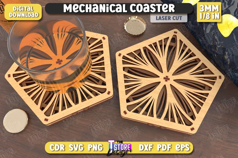 3D Mechanical Coasters Laser Cut Bundle, Wooden Kinetic Coasters ...