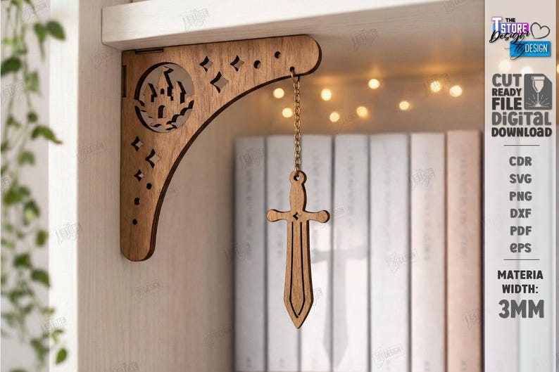 Wooden Bookshelf Corner Bracket SVG - Decorative Shelf Support Laser ...