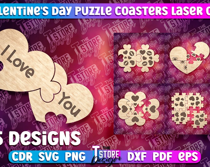 Puzzle Coaster DXF Laser Cut Svg Template Glowforge Gift Dxf Vector ...