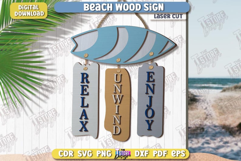 3d Summer Beach Signs Laser Cut Bundle, Wooden Summer Signs Lasercut ...
