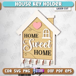 House Key Holder Laser Cut Bundle, House Shaped Key Hangers, Keychain ...