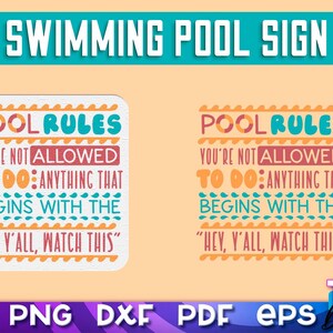 Swimming Pool Sign SVG Bundle | Summer Quotes Design | Swimming Pool ...