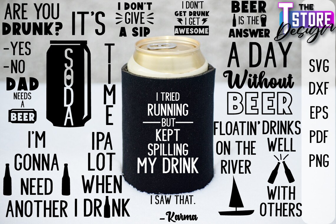 Can Holder SVG Bundle | Can Coolers Design SVG | Funny Quotes V.1 - Etsy