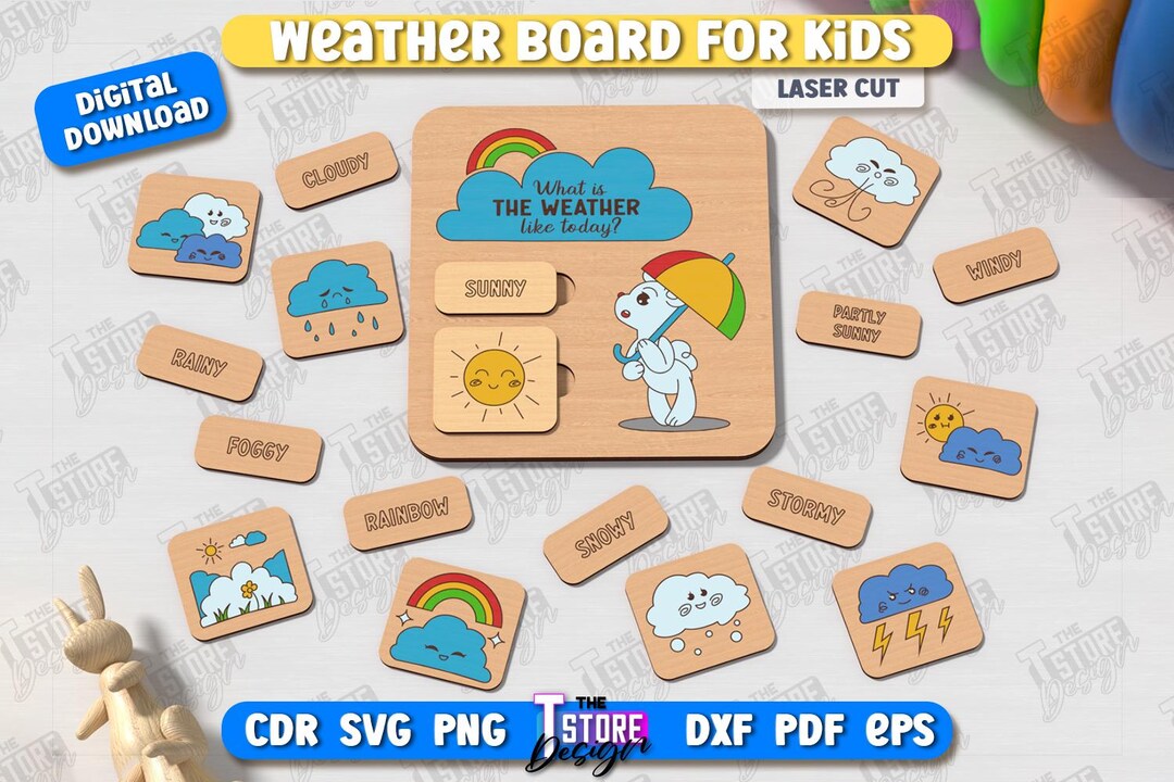 Weather Board for Kids Laser Cut Design, Weather Station, Weather Chart ...