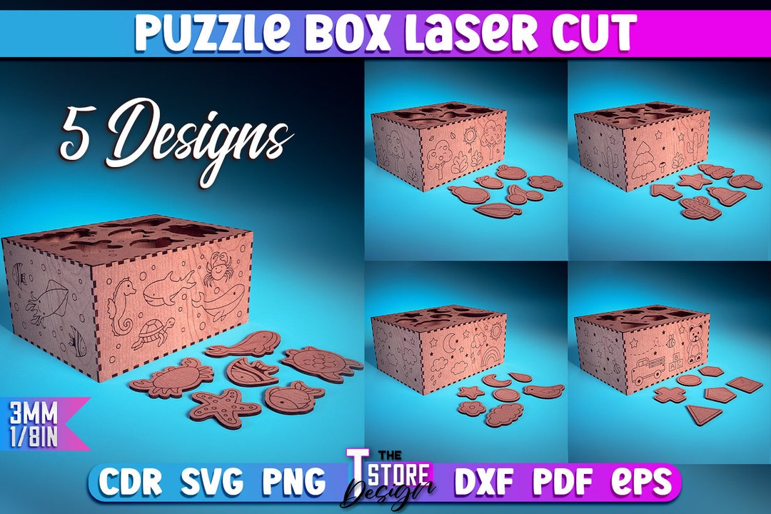Puzzle Box Laser Cut Bundle | Puzzle Laser Design | Laser Cut SVG ...