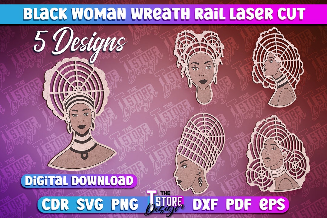 Wooden Diva Wreath Rail. Afro Head Rail. Black Woman Wreath Rail ...