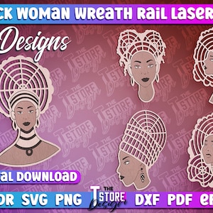 Wooden Diva Wreath Rail. Afro Head Rail. Black Woman Wreath Rail ...