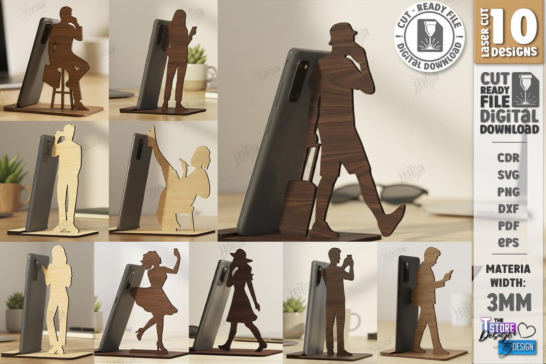 3d Human Phone Stand Laser Cut Bundle, Phone Docking Station, Wooden ...