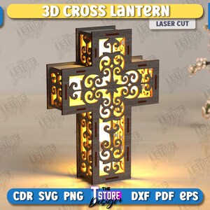 3D Cross Lantern Lasercut Bundle, Cross Standing Lamps, Christian Home ...