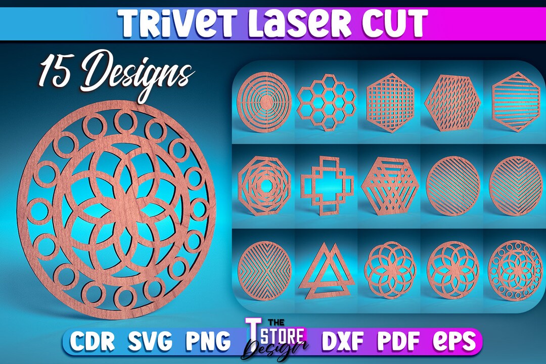 Trivet Laser Cut Bundle | Trivet Laser Design | Laser Cut SVG Bundle ...