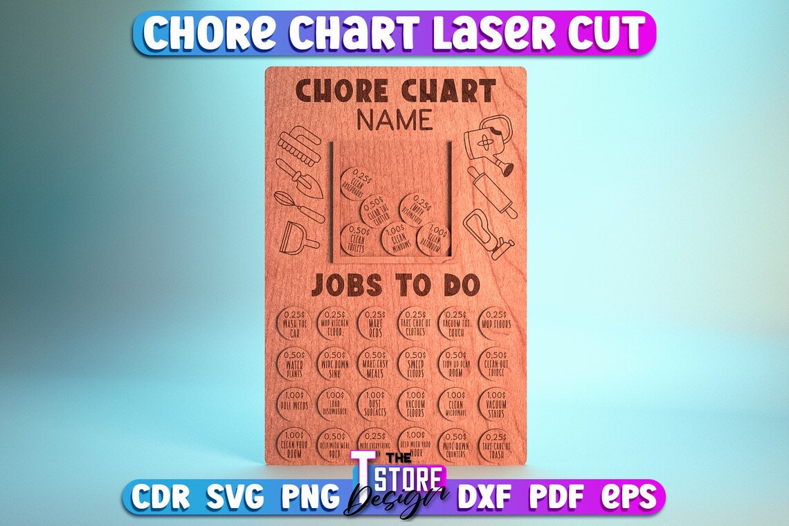 Chore Chart Laser Cut SVG Bundle | Chore Chart SVG Design | Laser Cut ...