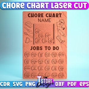 Chore Chart Laser Cut SVG Bundle | Chore Chart SVG Design | Laser Cut ...