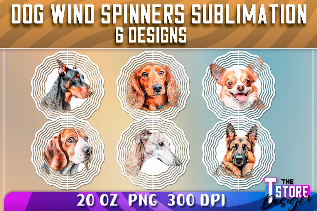 Dogs Wind Spinners Sublimation Bundle Dog Wind Spinner PNG Design Puppy ...