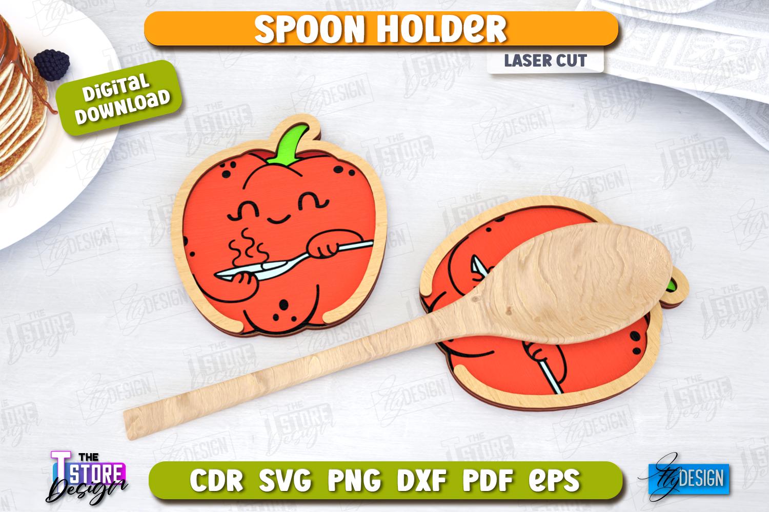 Spoon Holders Laser Cut Bundle, Kitchen Accessories SVG, Spoon Rest ...