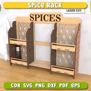 Spice Rack Lasercut Bundle, Wooden Spice Caddy, Kitchen Spice ...