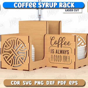 Coffee Syrup Racks Laser Cut Bundle, 3D Coffee Bar Boxes SVG, Desktop ...