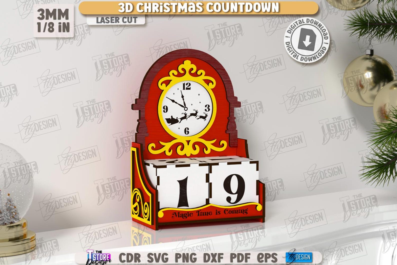 3d Christmas Countdown Laser Cut Bundle, Days Until Christmas Countdown ...