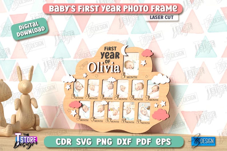 Baby’s First Year Photo Frame Laser Cut Bundle, Newborn Memory Keepsake ...