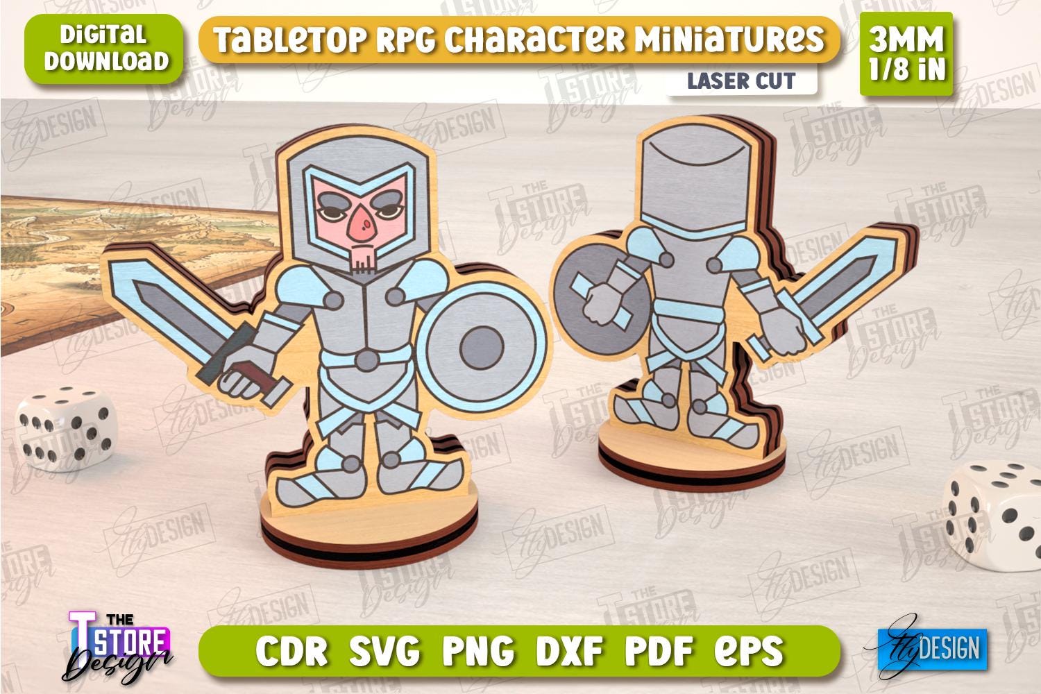 Tabletop Rpg Character Miniatures Lase Cut Bundle, Miniature Starter ...