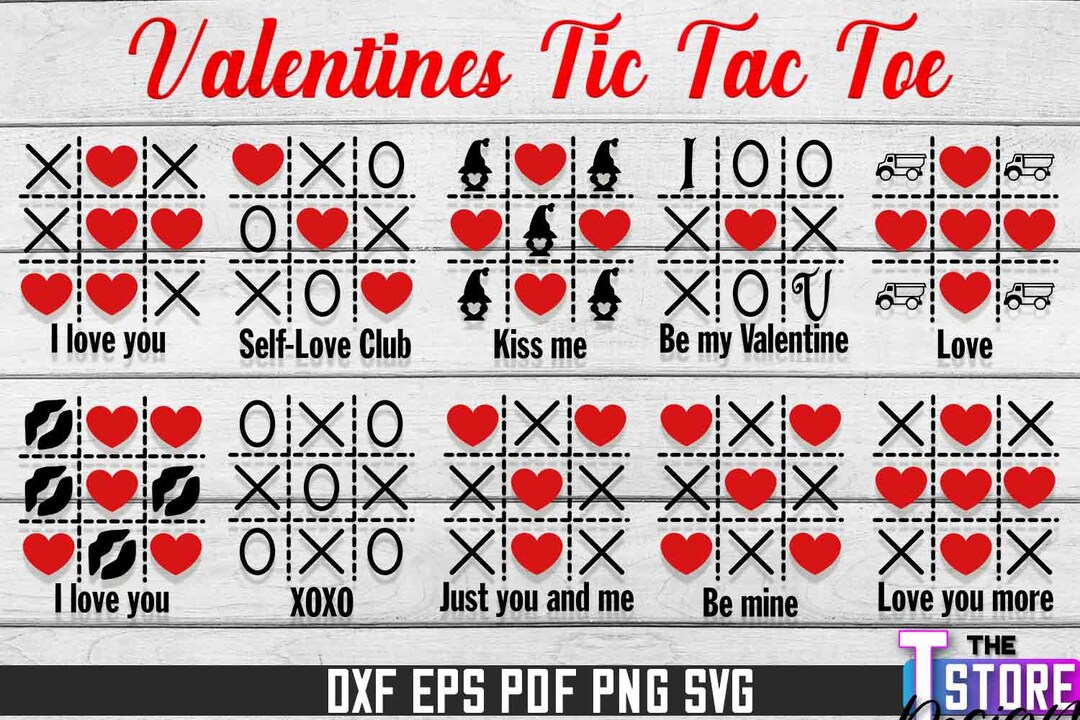 Valentine's Day Tic Tac Toe SVG Bundle Tic Tac Toe Game Heart Tic Tac ...