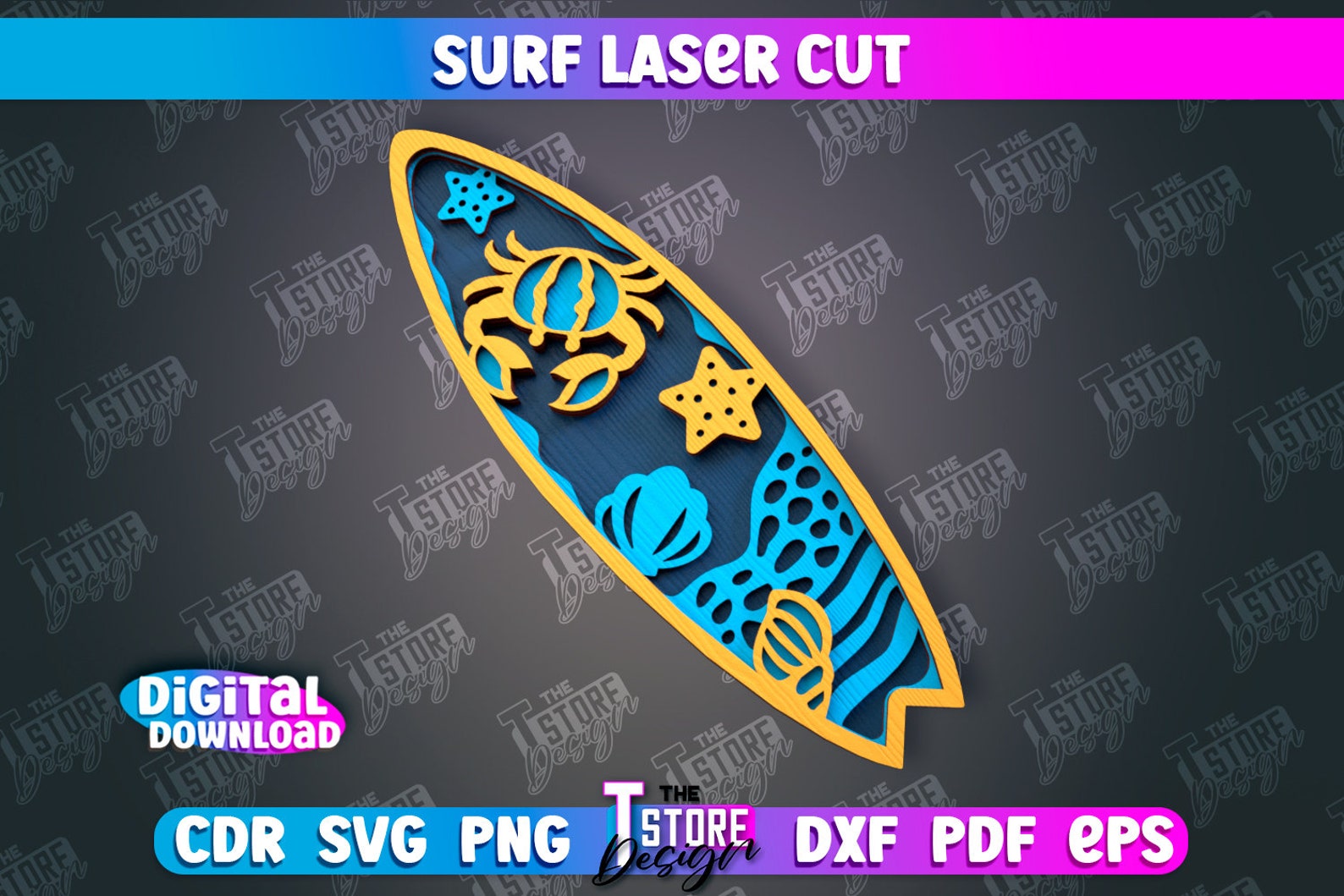 3d Surf SVG Bundle, Surf Laser Cut, Summer SVG, Beach Vibes SVG, 3D ...