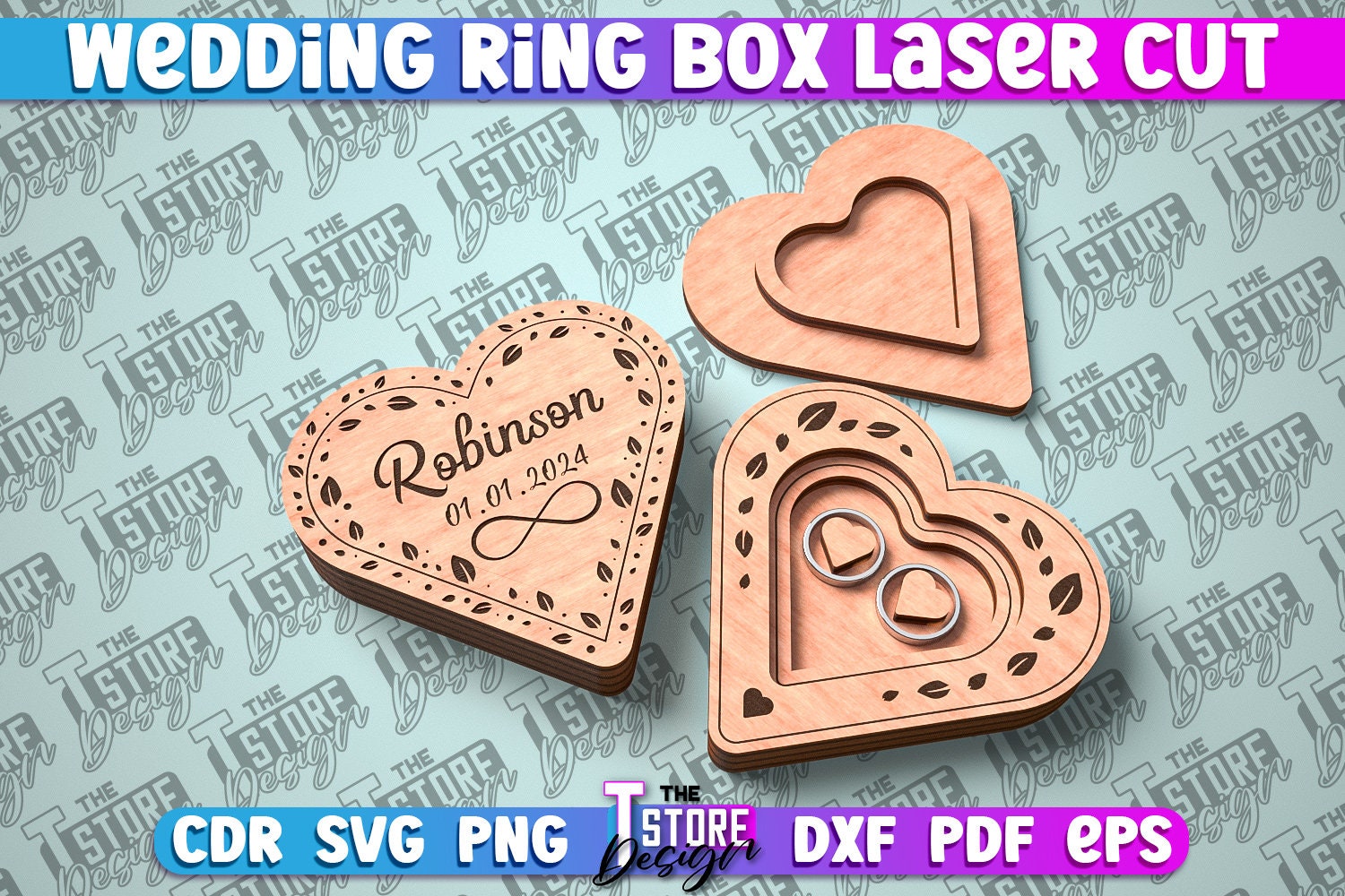 Wedding Ring Box Laser Cut SVG Bundle | Wedding Ring Holder SVG Design ...