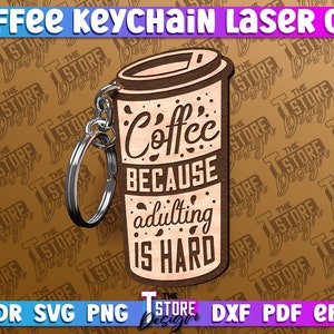 Coffee Keychain Laser Cut Bundle | Coffee Cup Keychain Laser Cut SVG ...