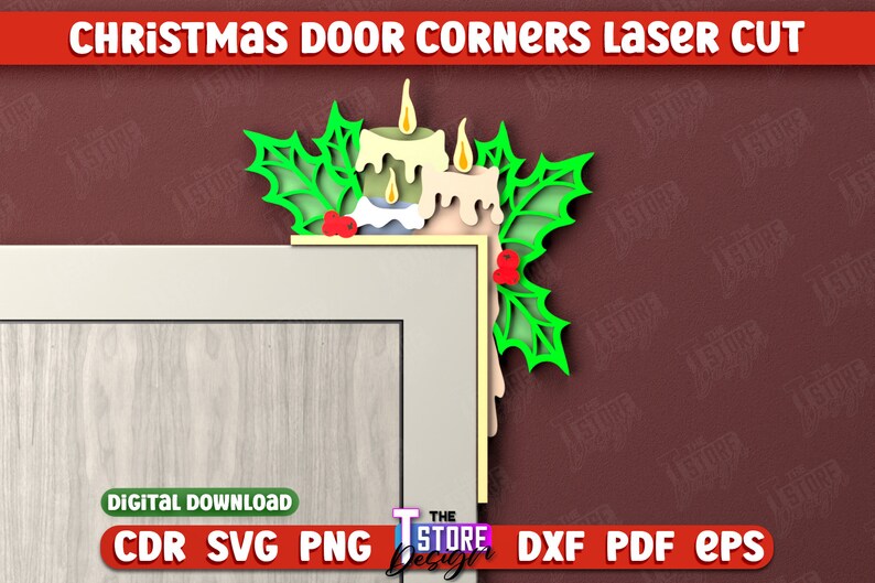 Christmas Door Corner Laser Cut Bundle, Christmas Door Trim Corner ...