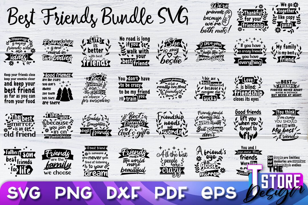 Best Friends SVG Bundle Best Friend Quotes SVG Funny Life Sayings V.1 ...