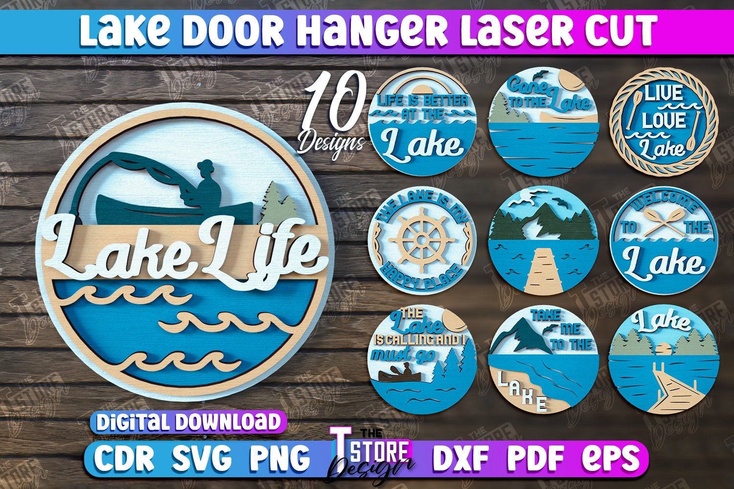 Lake Door Hangers Laser Cut, Summer Door Hanger Bundle, Gone Fishing ...