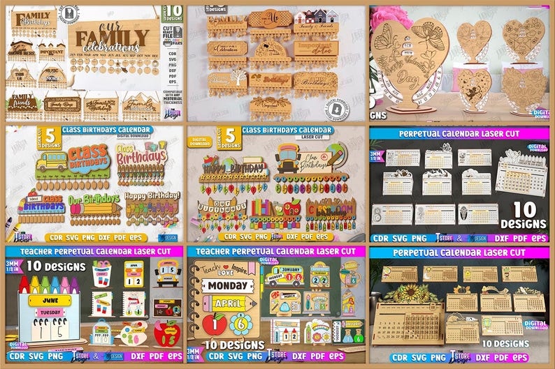 188 Calendars Laser Cut Mega Bundle, 3d Perpetual Calendar Laser Cut ...